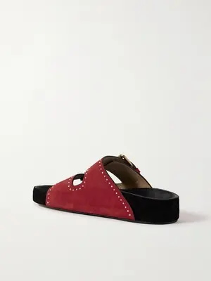 Isabel Marant Lennyo Studded Suede Slides - Red