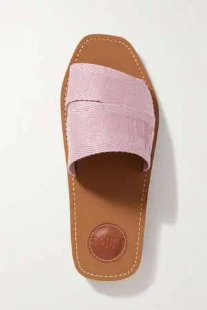 Chloé Chloé Woody Logo-print Canvas Slides Lilac