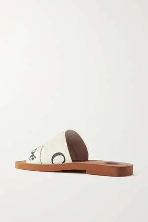 Chloé Woody Logo-print Canvas Slides - White