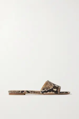 AeydĒ Anna Snake-effect Leather Slides