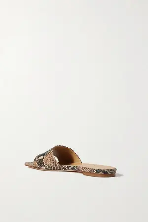 AeydĒ Anna Snake-effect Leather Slides
