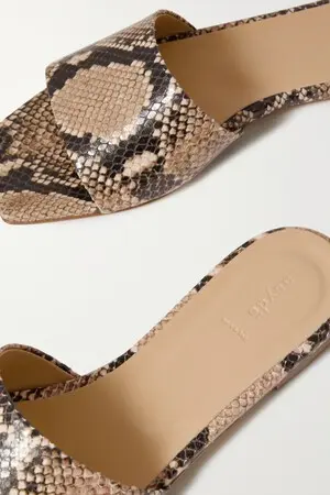AeydĒ Anna Snake-effect Leather Slides