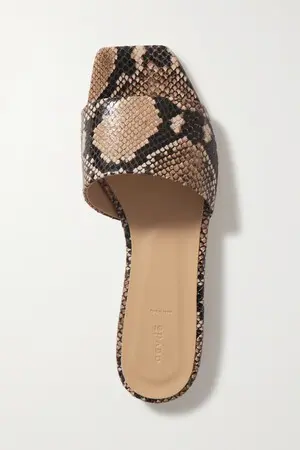 AeydĒ Anna Snake-effect Leather Slides