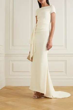 Talbot Runhof Bouvier Gathered Draped Crepe Gown