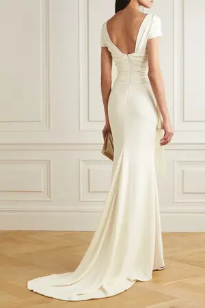 Talbot Runhof Bouvier Gathered Draped Crepe Gown