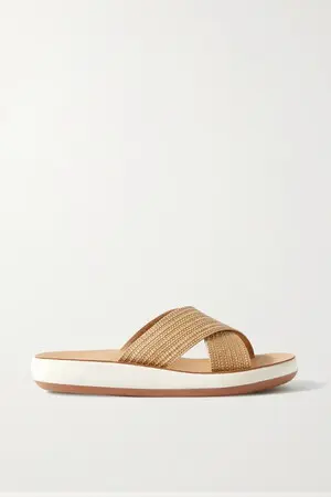 ANCIENT GREEK SANDALS Thais Woven Raffia Slides - Neutrals