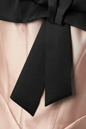 RASARIO Off-the-shoulder Bow-embellished Duchesse-satin Dress