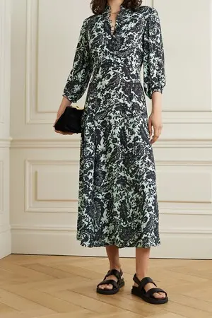 Bella Freud Emmanuelle Belted Floral-print Crepe Maxi Dress