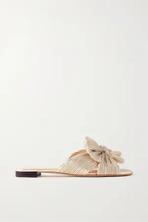 LOEFFLER RANDALL Daphne Plissé-lamé Slides - Gold