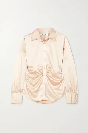 FRAME Ruched Silk-blend Satin Shirt