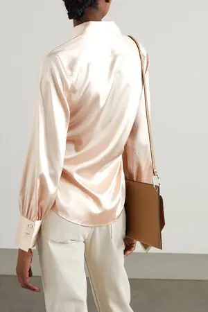 FRAME Ruched Silk-blend Satin Shirt