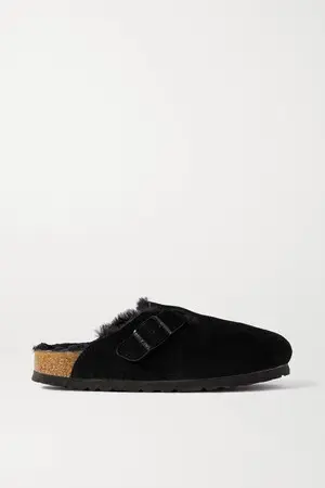 BIRKENSTOCK Boston Shearling-lined Suede Slippers