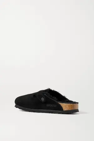 BIRKENSTOCK Boston Shearling-lined Suede Slippers