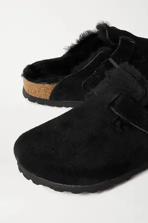 BIRKENSTOCK Boston Shearling-lined Suede Slippers