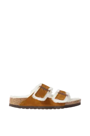 BIRKENSTOCK Arizona Shearling-lined Suede Sandals - Brown