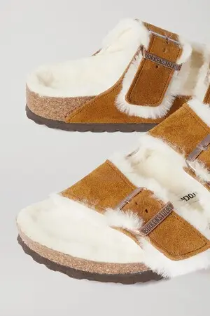 BIRKENSTOCK Arizona Shearling-lined Suede Sandals - Brown