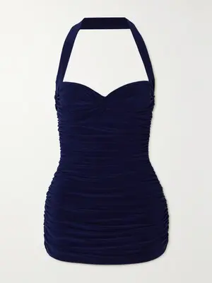 Norma Kamali Bill Mio Halterneck Swimsuit - Blue