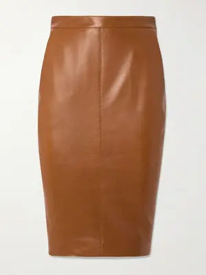 Saint Laurent Leather Knee-length Skirt - Brown