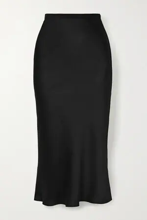 ANINE BING Bar Silk-satin Midi Skirt - Black