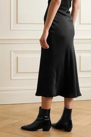 ANINE BING Bar Silk-satin Midi Skirt - Black