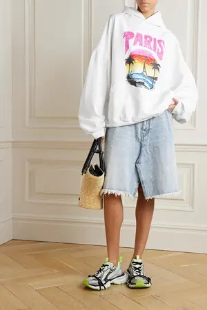 Balenciaga Oversized Printed Cotton-jersey Hoodie