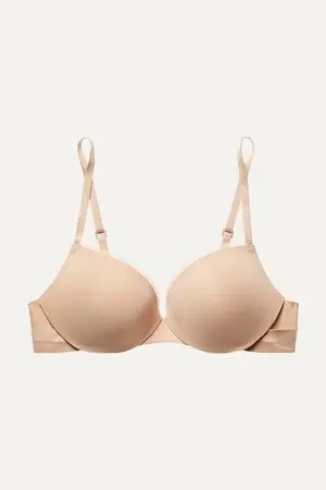 Calvin Klein Sculpted Demi Lift Stretch-jersey And Mesh Underwired Bra - Neutrals