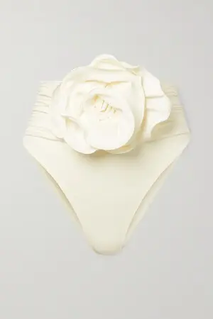 Magda Butrym Magda Butrym Appliquéd Ruched High-Rise Bikini Briefs Cream