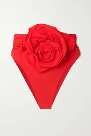 Magda Butrym Magda Butrym Appliquéd Ruched High-Rise Bikini Briefs Red