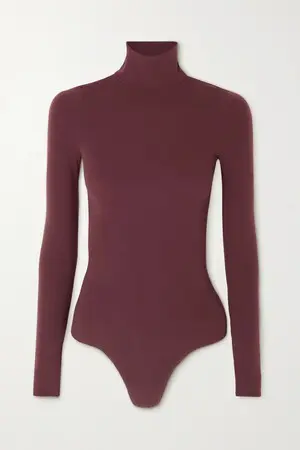 Commando Ballet Stretch-jersey Turtleneck Thong Bodysuit Burgundy