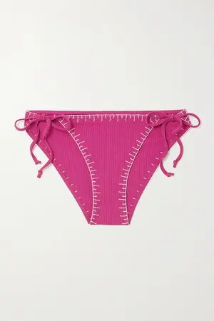 Marysia Marysia Sole Embroidered Seersucker Bikini Briefs Pink