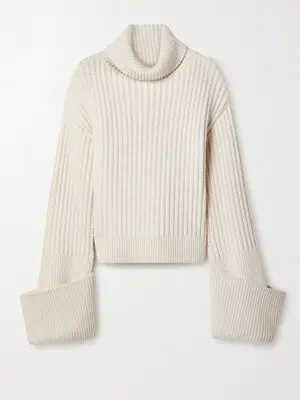 THE ROW Aneke Oversized Ribbed Wool Turtleneck Sweater