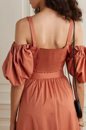 A.L.C. X Petra Flannery Melody Cold-shoulder Cropped Cotton-blend Poplin Top
