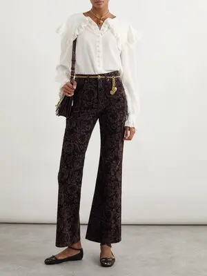Chloé Printed High-rise Flared Jeans - Brown