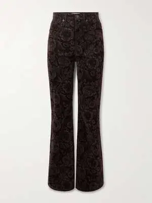 Chloé Printed High-Rise Flared Jeans Dark Brown