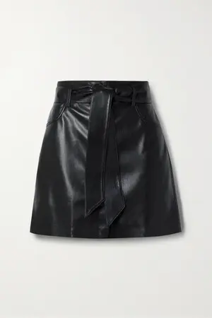 Nanushka Meda Belted Vegan Leather Mini Skirt Black