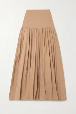 JOSEPH Sven Pleated Linen-blend Maxi Skirt