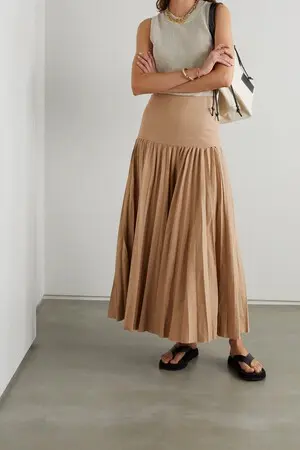 JOSEPH Sven Pleated Linen-blend Maxi Skirt