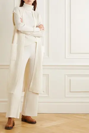 Chloé Ribbed Wool-blend Flared Pants