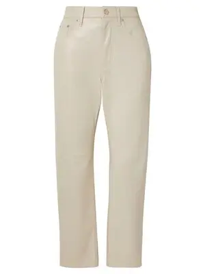 Nanushka Vinni Cropped Vegan Leather Pants Cream