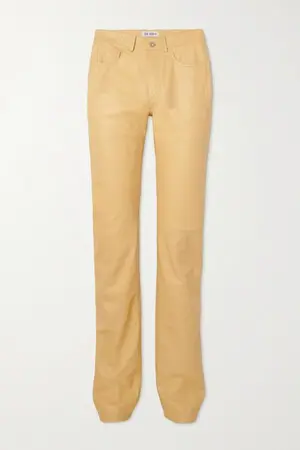 Attico Leather Straight-leg Pants - Yellow