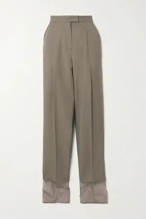 LOW CLASSIC Layered Wool And Organza Straight-leg Pants
