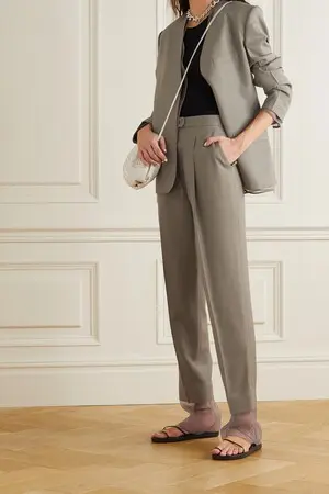 LOW CLASSIC Layered Wool And Organza Straight-leg Pants