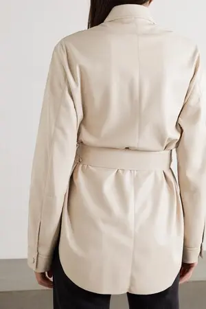 Nanushka Artha Belted Vegan Leather Shirt