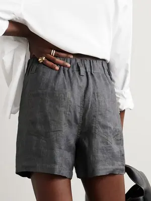 Brunello Cucinelli Pleated Linen Shorts - Gray