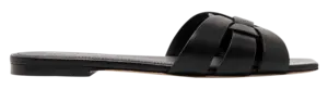 Saint Laurent Tribute Leather Slides - Black
