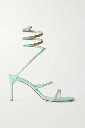 Rene Caovilla Crystal-embellished Leather Sandals Blue