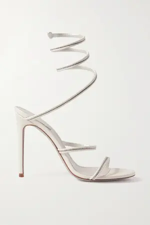 Rene Caovilla Crystal-embellished Leather Sandals White