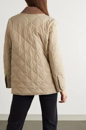 Burberry Corduroy And Leather-trimmed Quilted Shell Jacket - Neutrals