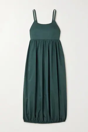 Tibi Open-back Gathered Cotton-poplin Midi Dress