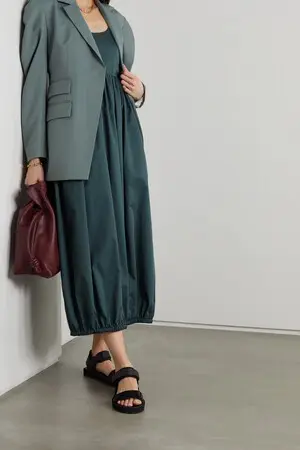 Tibi Open-back Gathered Cotton-poplin Midi Dress